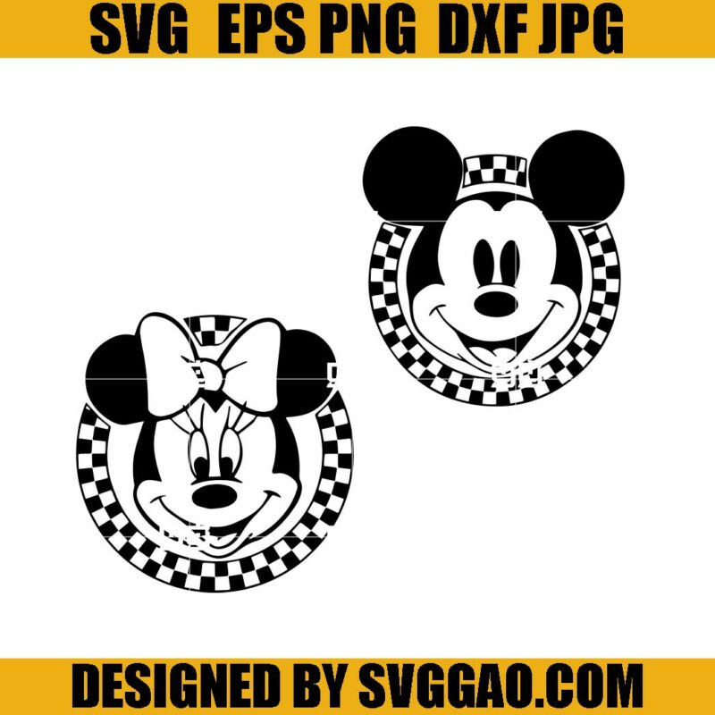 Checkered Minnie Mickey SVG Bundle, Retro Mickey And Minnie SVG