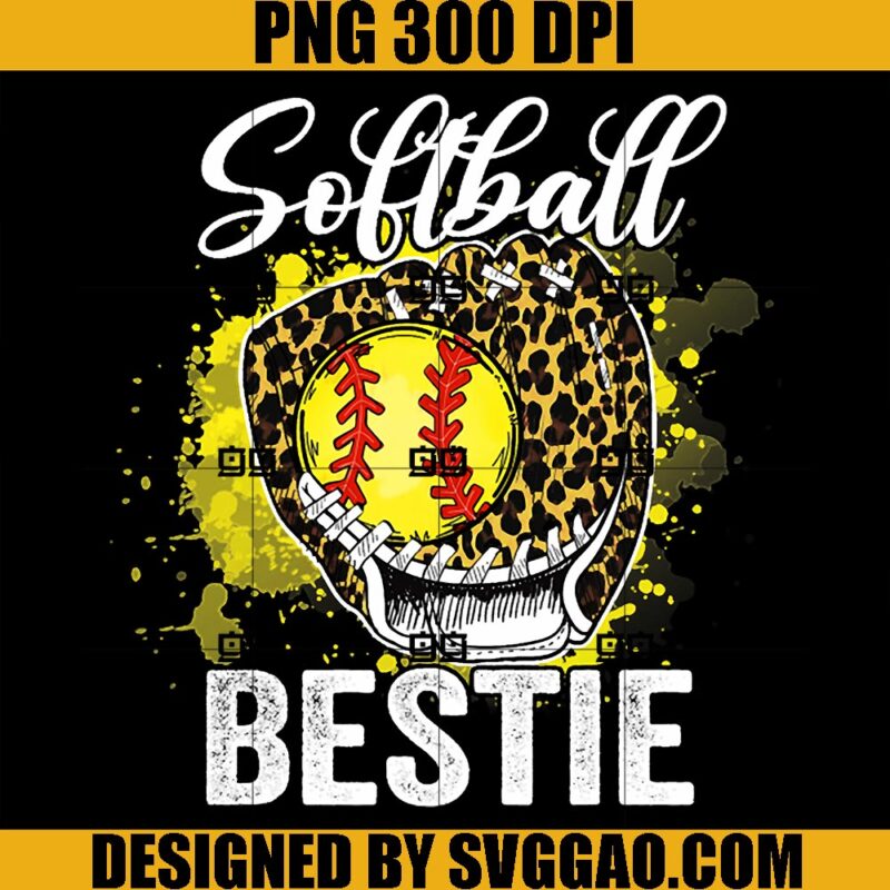 Softball Bestie Leopard PNG, Baseball Glove Game PNG