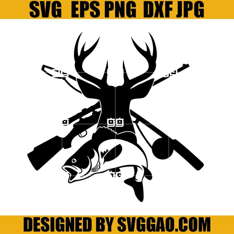 Hunting SVG, Deer Head SVG, Fishing Gun SVG