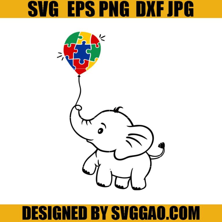 Elephants Autism SVG, Balloon With Elephants Autism SVG, Auism Day SVG ...