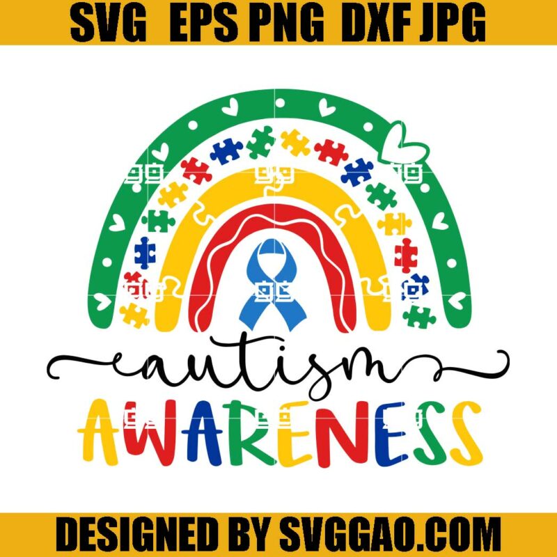 Rainbow Autism Awareness SVG, Rainbow Autism Quote SVG, Au-Some SVG