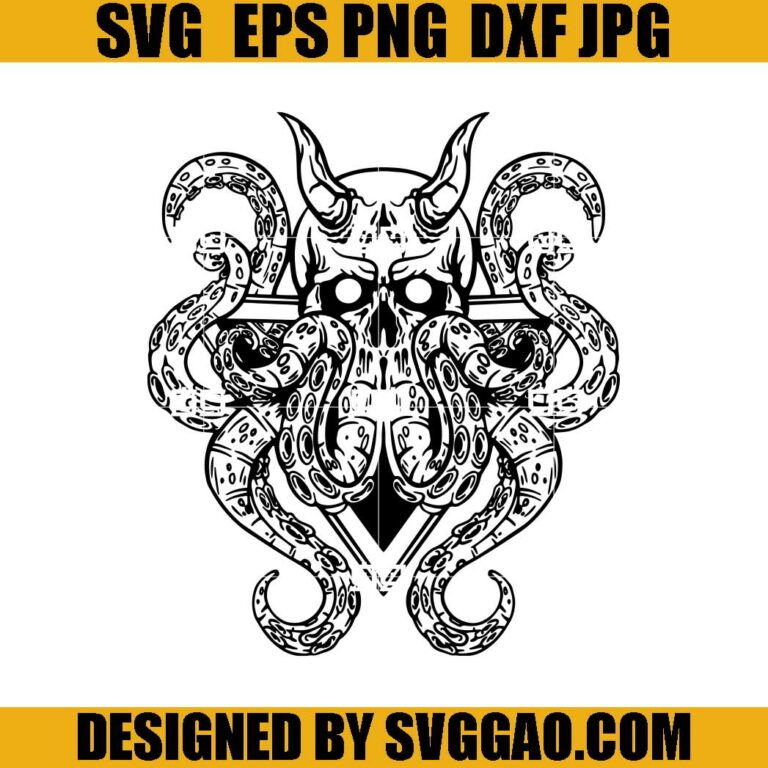 Skull Octopus SVG, Halloween Octopus SVG, Octopus SVG