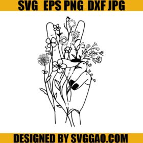 Wildflowers Hands SVG, Hand Peace Sign SVG, Floral Hand SVG – SVGGAO