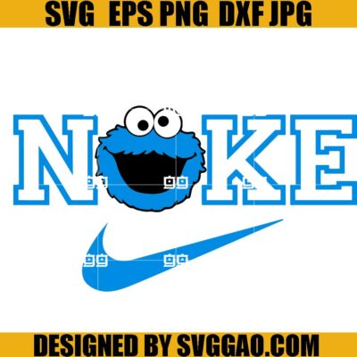 Swoosh Cookie Monster SVG, Face Monster SVG, Nike Sesame Street SVG