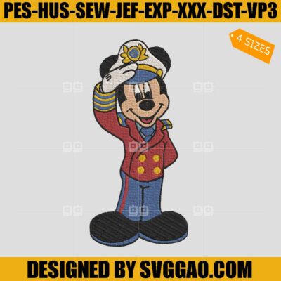 Mickey Captain Embroidery Design, Mickey Mouse Cruise Embroidery File ...