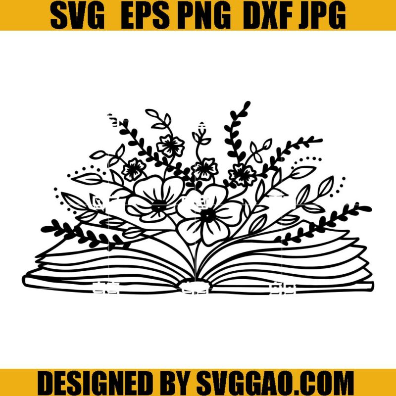Floral Book SVG, Flowers Growing Out Of Book SVG, Pretty Book SVG