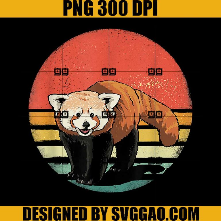 Retro Vintage Sunset Red Panda PNG, Mammal Animal PNG