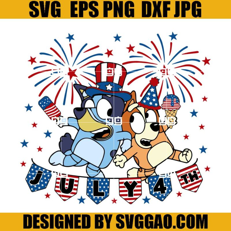 Bluey Cream July 4th SVG, Retro USA Bluey SVG, Happy 4th Of July SVG ...