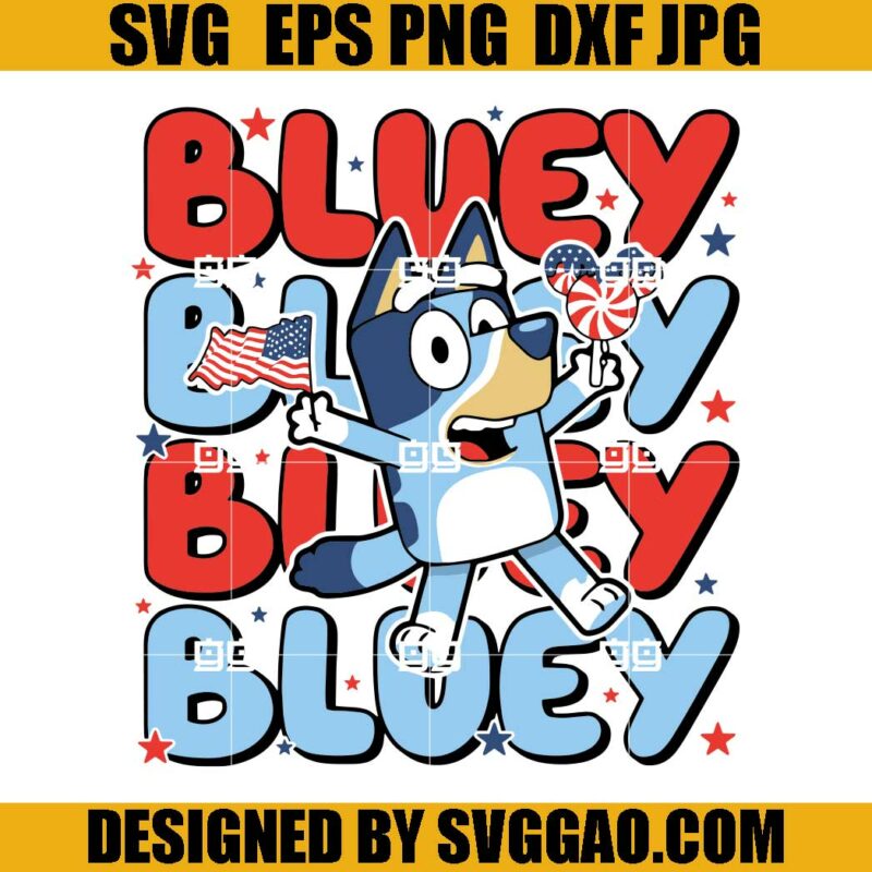 Retro Bluey USA Fourth Of July SVG, Independence Bluey SVG, Bluey Dad SVG