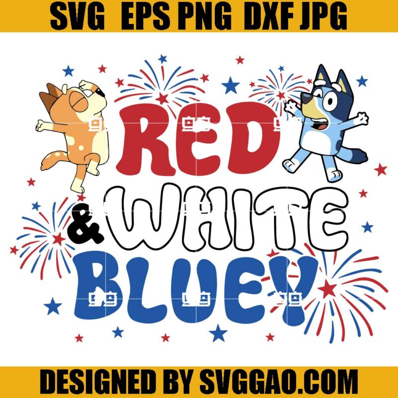 Bluey Red White Blue SVG, Bluey July 4th SVG, Bluey Bingo SVG