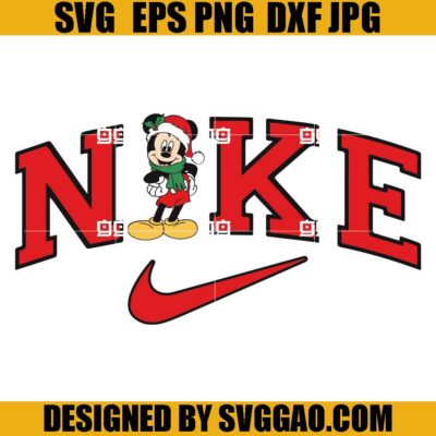 Nike Mickey Christmas SVG, Swoosh Mickey Mouse SVG, Nike Christmas SVG