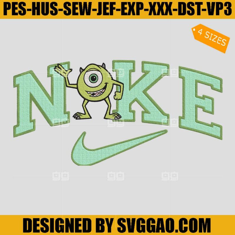 Swoosh Mike Wazowski Embroidery Design, Nike Monsters Embroidery File