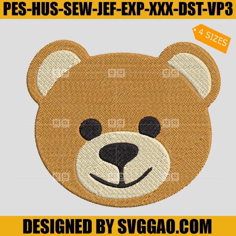 Bear Head Embroidery Design, Bear Emmbroidery File