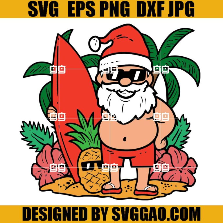 Santa Christmas In July SVG, Summer Vibes SVG, Beach Christmas SVG