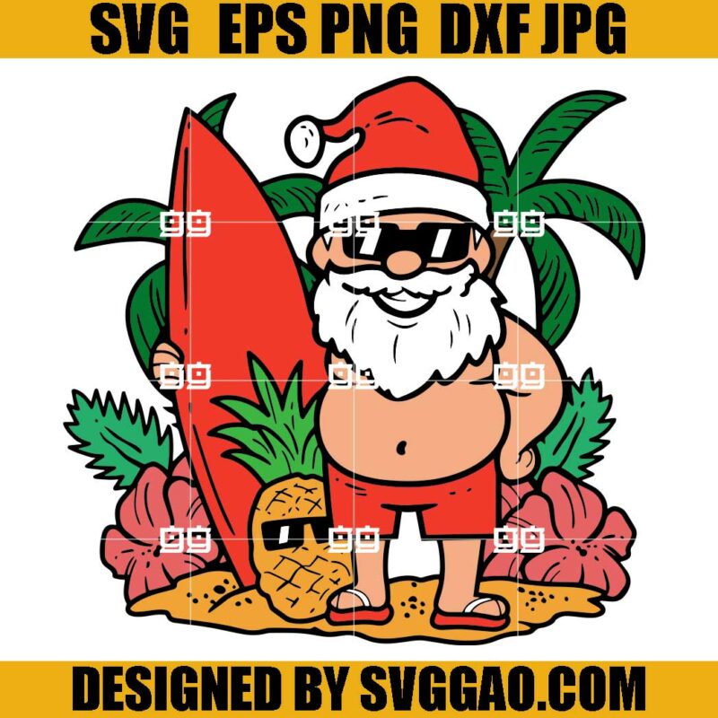 Santa Christmas In July SVG, Summer Vibes SVG, Beach Christmas SVG