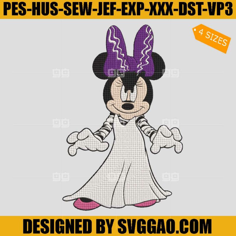 Mickey Minnie Boo Embroidery Design, Halloween Minnie Embroidery File