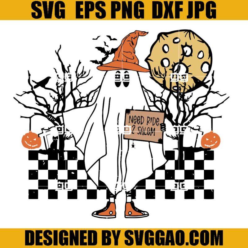 Boho Spooky SVG, Hitchhiking Ghost SVG, Retro Ghost Halloween SVG