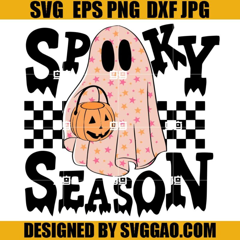 Spooky Season SVG, Retro Spooky Season SVG, Ghost Halloween Cute SVG