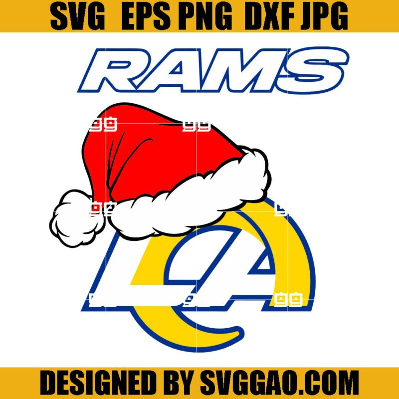 Los Angeles Rams Christmas SVG, NFL Christmas Logo SVG, Rams Santa Hat SVG