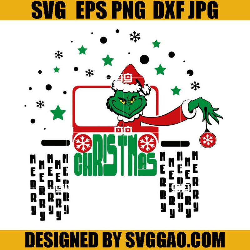 Merry Christmas Grinch Truck SVG, Grinch Santa SVG, Grinch SVG