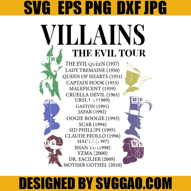Villains The Evil Tour SVG, Disneyland Evil SVG, Villains Eras Tour SVG