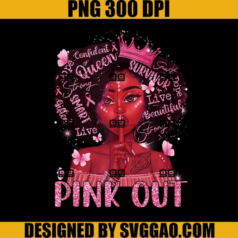 Black Women Queen Pink Out Ribbon PNG, Breast Cancer Awareness PNG ...