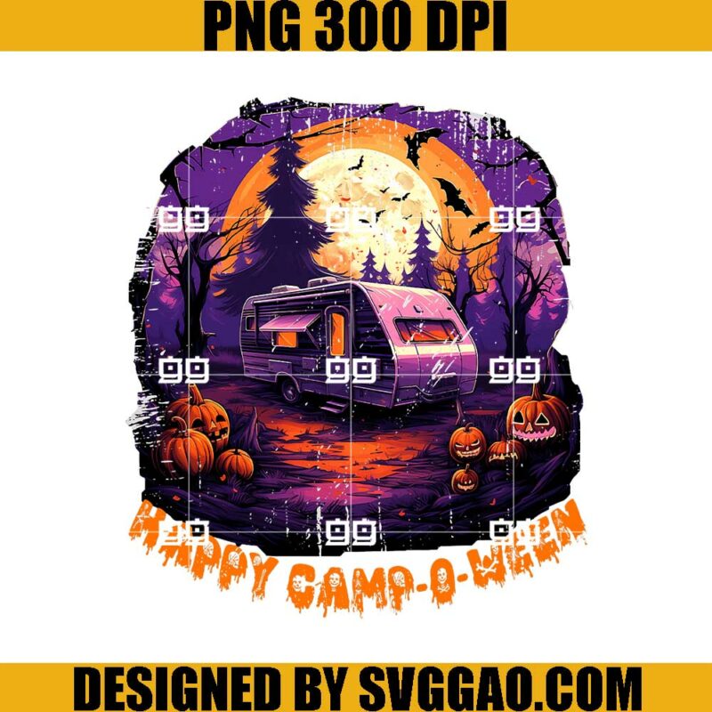 Happy Camp O Ween PNG, Camping Halloween PNG, Pumpkin Camping PNG