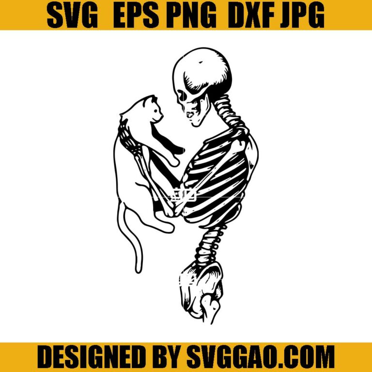 Skeleton Holding Cat SVG, Dead Inside SVG, Halloween SVG