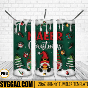 Maeer Christmas 3D Puff 20oz Tumbler Wrap PNG, Gnome Christmas Tumbler ...