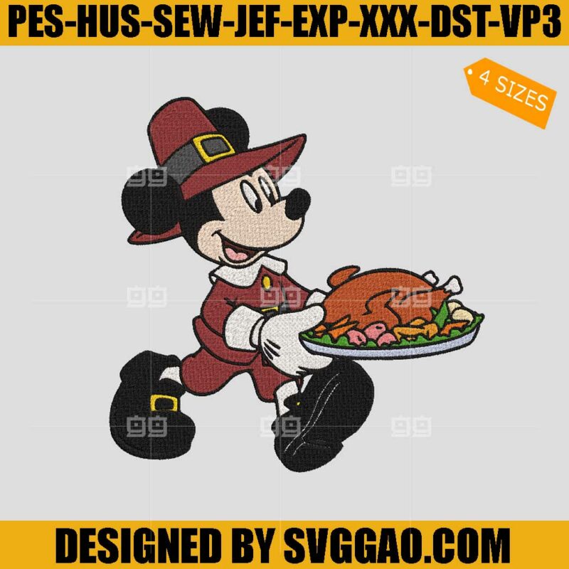 Mickey Mouse Thanksgiving Embroidery Design, Mickey Mouse Pilgrim ...