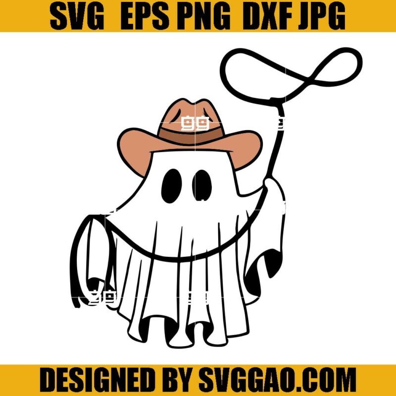 Cowboy Ghost SVG, Spooky Season Cowboy SVG, Ghost Halloween SVG