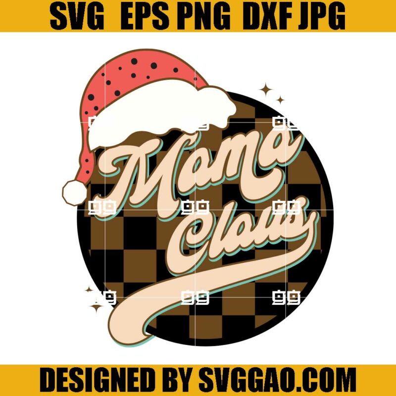 Retro Mama Claus SVG, Disco Ball Mama Claus SVG, Mama Christmas SVG