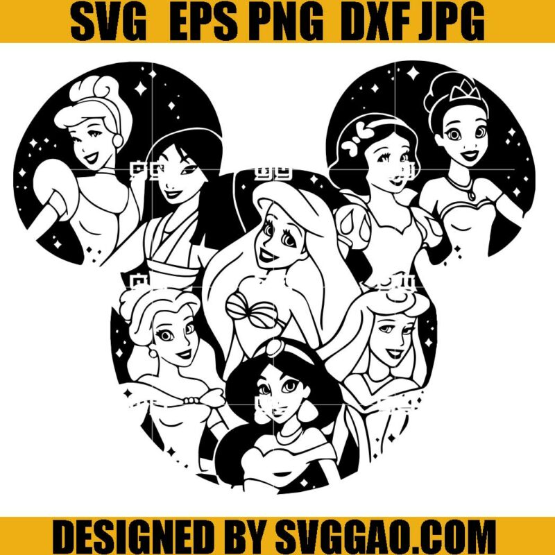 All Princess Disney SVG, Disney Mickey Head SVG, Disney Princess ...
