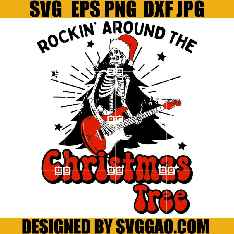 Rocking Around The Tree SVG, Santa Skeleton Christmas Tree SVG – SVGGAO