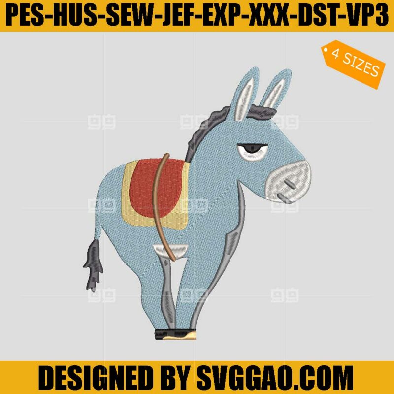 Donkey Embroidery File, Cute Donkey Embroidery Design
