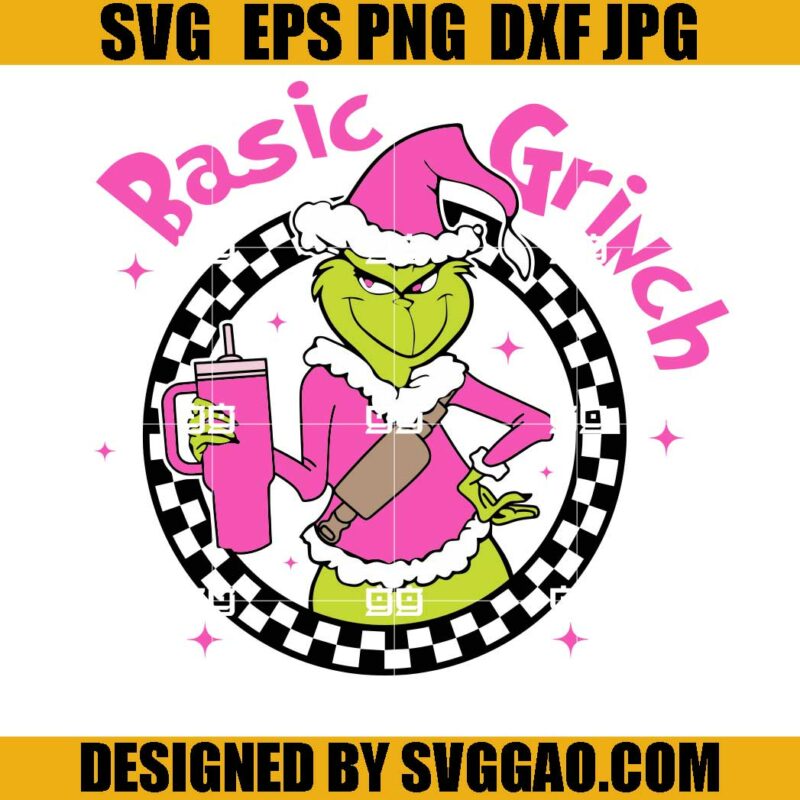 Basic Grinch Pink SVG, Basic Grinch Stanley Tumbler Inspired SVG, Pink ...