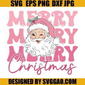 Retro Christmas Vibes SVG, Groovy Pink Santa Claus SVG, Merry Christmas ...