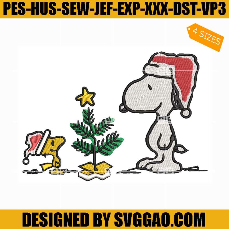 Christmas Snoopy And Woodstock Embroidery Desgin, Snoopy Embroidery File