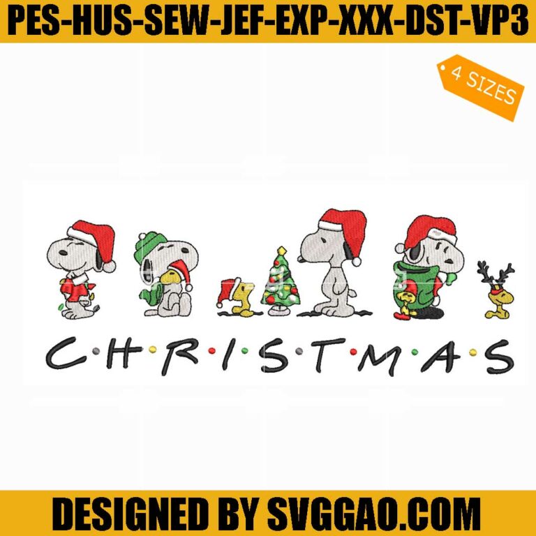 Merry Christmas Snoopy Embroidery File, Santa Snoopy And Woodstock ...