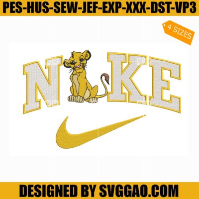 Nike Disney Simba Embroidery Desgin, Swoosh King Lion Embroidery File