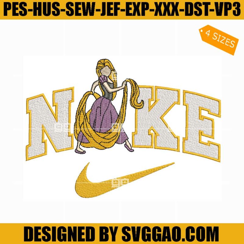Nike Rapunzel Embroidery Design, Swoosh Tangled Embroidery File