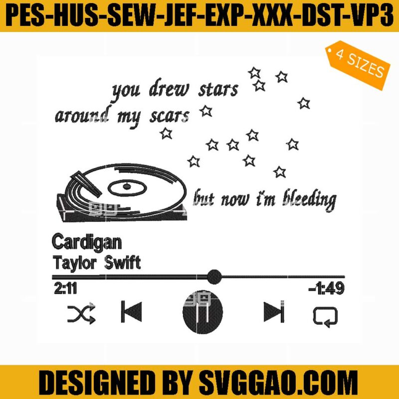 Taylor Swift Folklore Embroidery Design, Taylor Swift Album Embroidery File