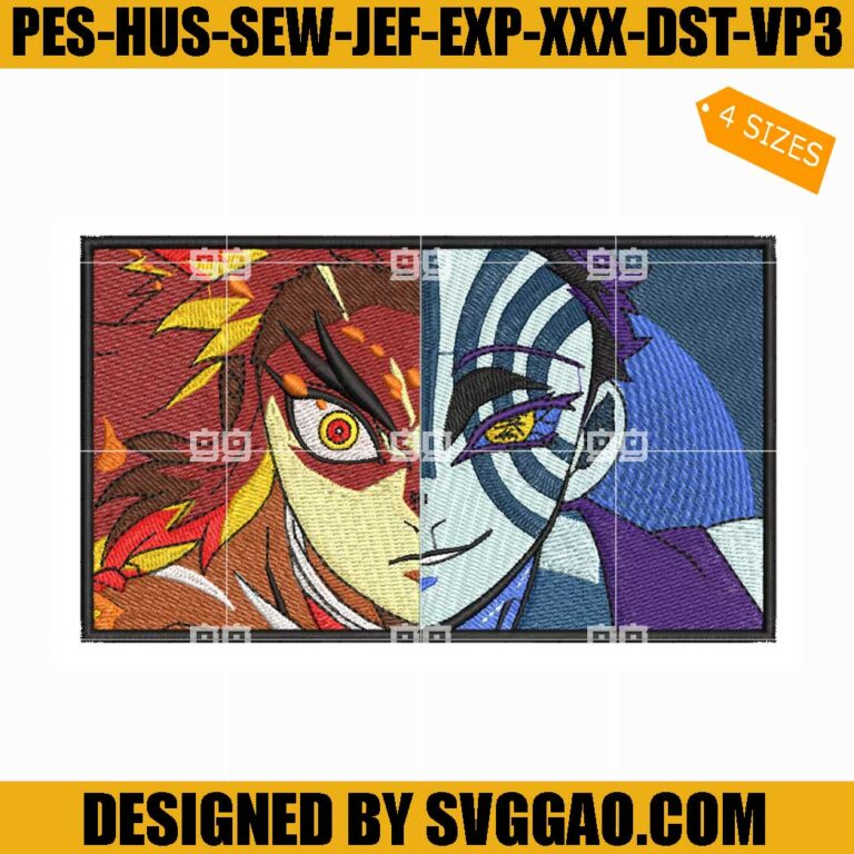 Rengoku Akaza Embroidery Design, Demon Slayer Embroidery File