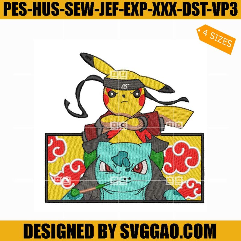 Pikachu Naruto Embroidery Design, Pokemon Anime Embroidery File – SVGGAO