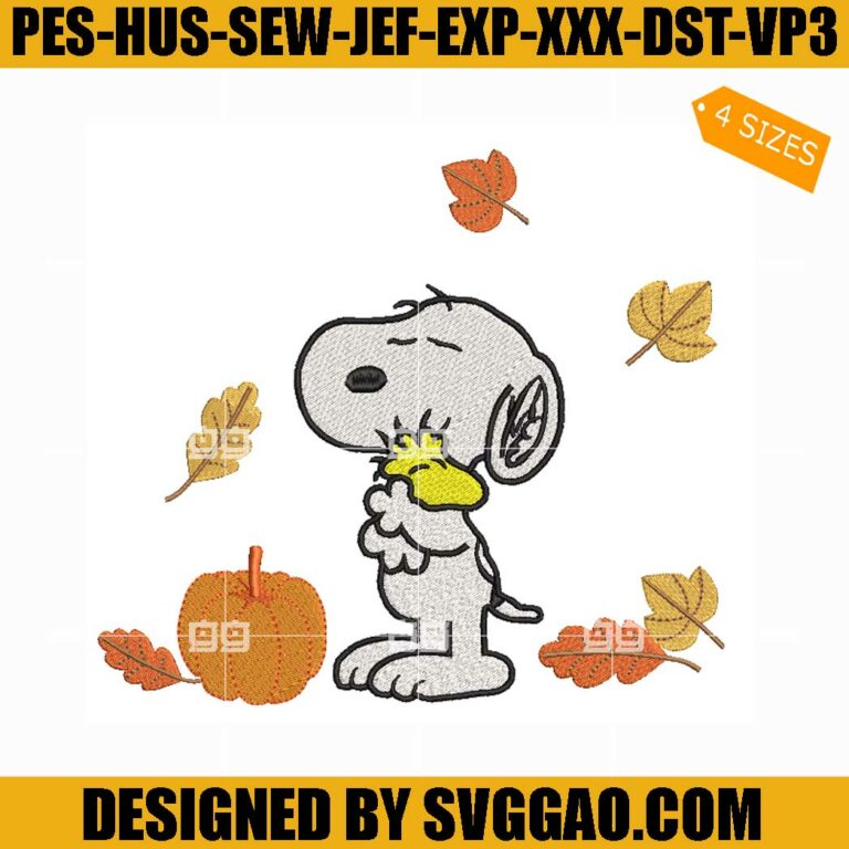 Peanuts Snoopy Autumn Embroidery Design, Woodstock Snoopy Embroidery ...