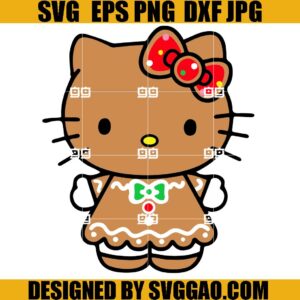 Gingerbread Kitty SVG, Hello Kitty Christmas SVG, Merry Christmas SVG