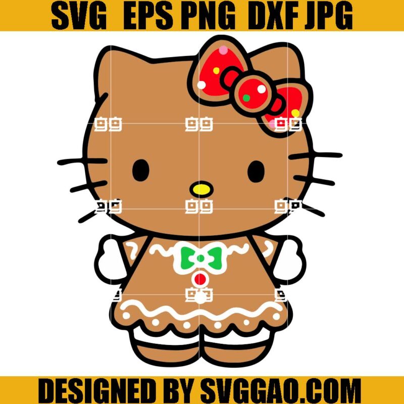 Gingerbread Kitty SVG, Hello Kitty Christmas SVG, Merry Christmas SVG