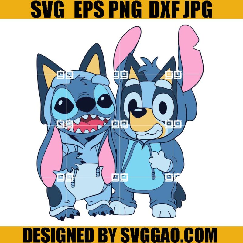 Bluey Stitch Christmas SVG, Funny Bluey Christmas SVG, Bluey Stitch SVG