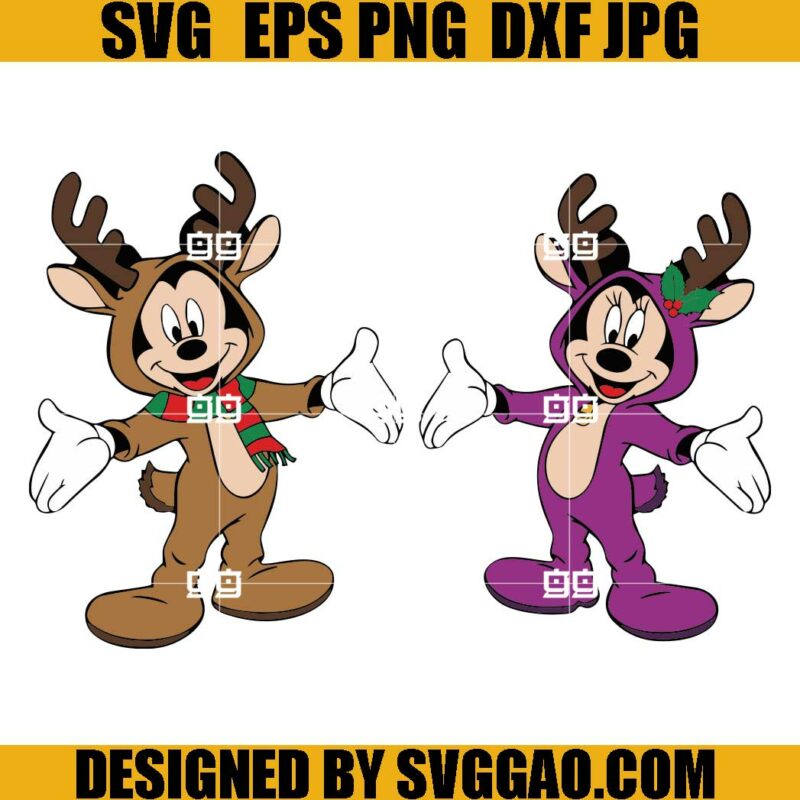 Mickey and Minnie Deer Bundle SVG, Merry Christmas Mickey SVG , Mickey ...