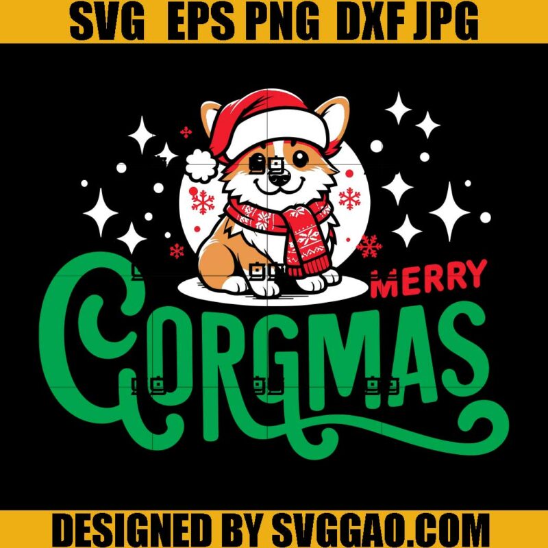 Merry Corgmas SVG, Christmas Santa Corgi SVG, Funny Dog Christmas SVG